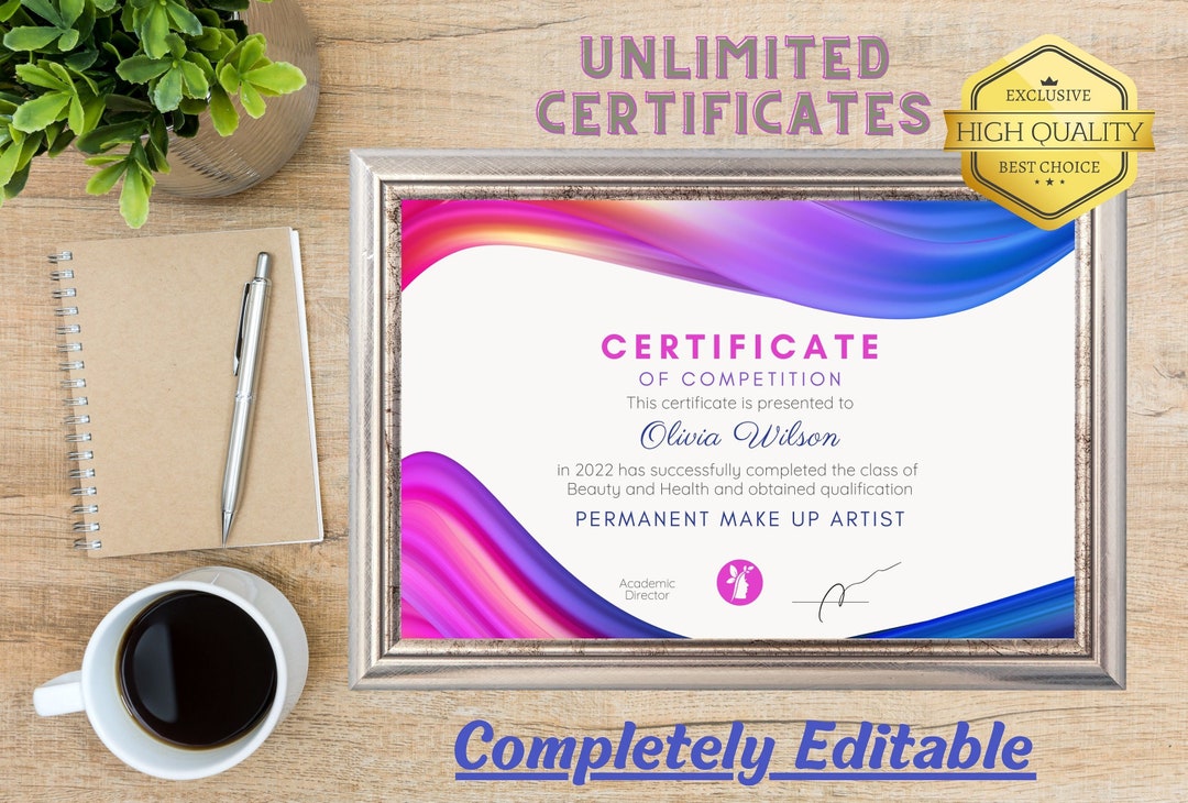 Editable Certificate of Competition, Certificate of Completion ...