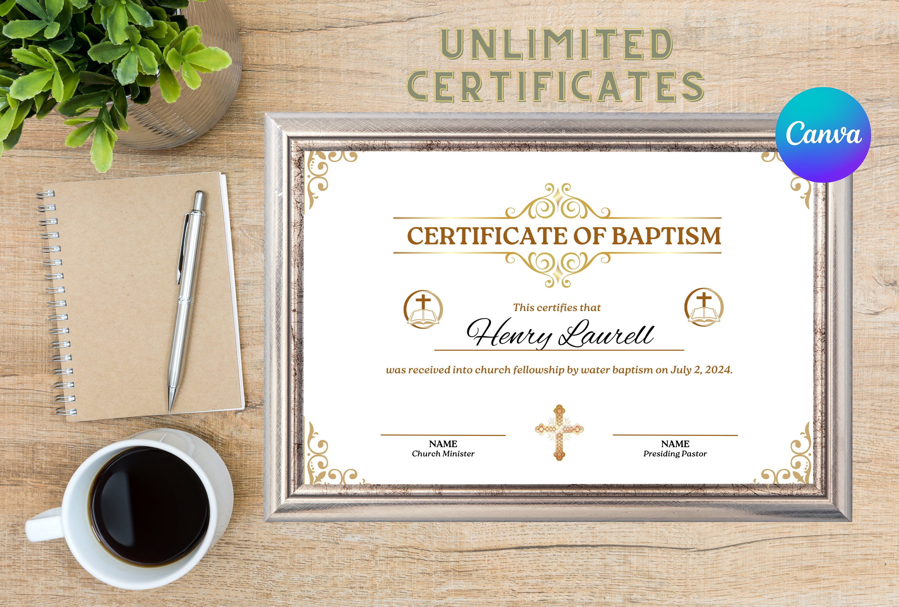 Editable Baptist Ordination Certificate Template, Church Keepsake ...