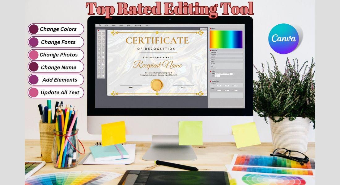 Editable Certificate Template: Achievement Award, Graduation, Employee ...