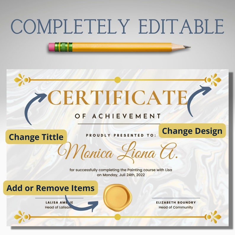 Printable Diploma Template, Customizable Certificate (instant Download ...