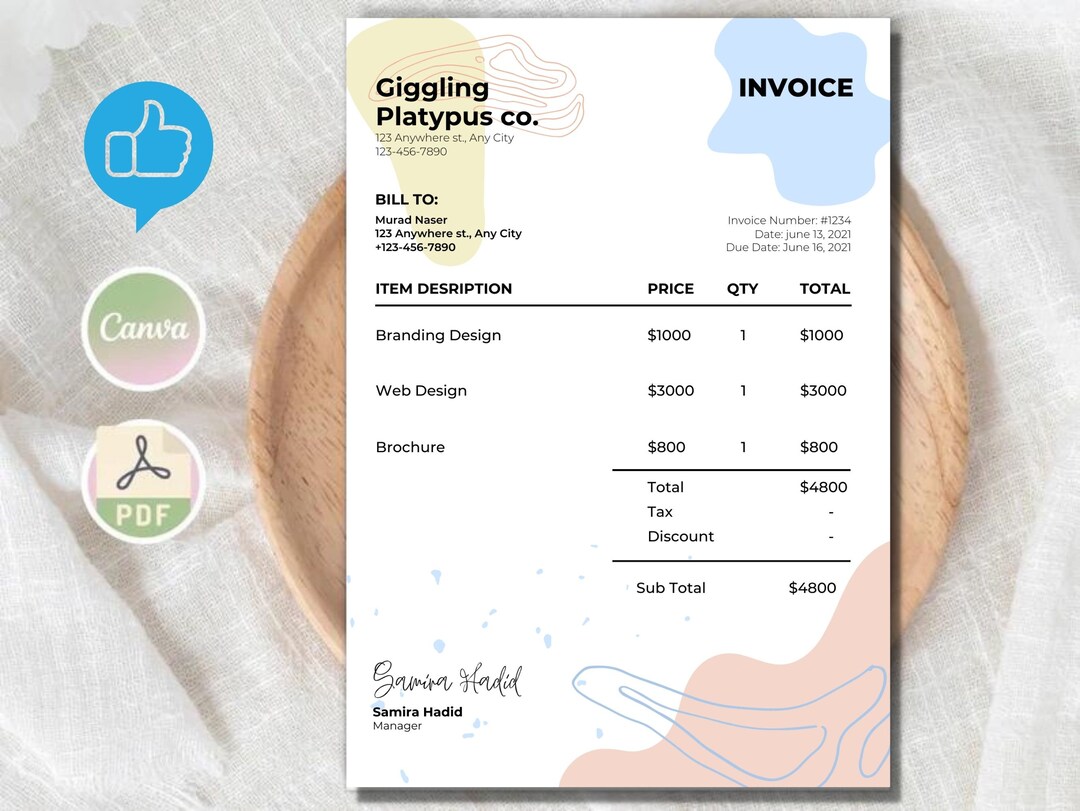 Invoice Template Business Invoice Writeable Invoice Invoice Receipt ...