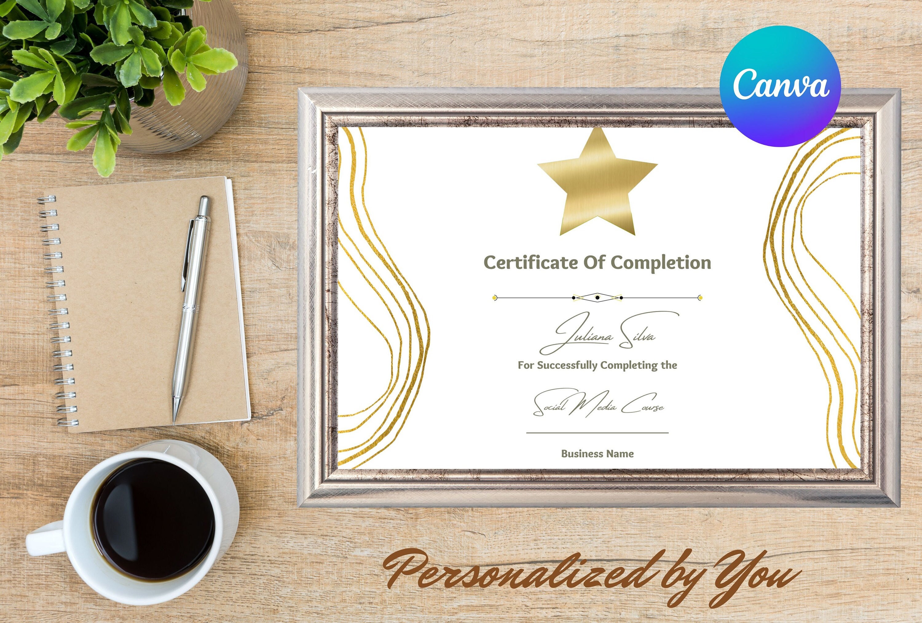 Editable Certificate of Completion Custom Certificate Editable Canva ...