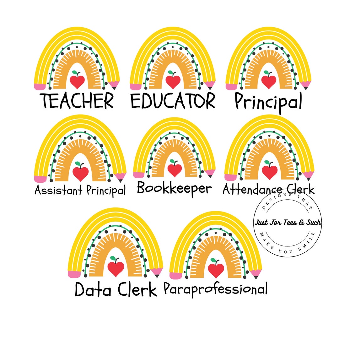Teacher School Staff Bundle Rainbow Pencil DIGITAL FILE, Sublimation ...