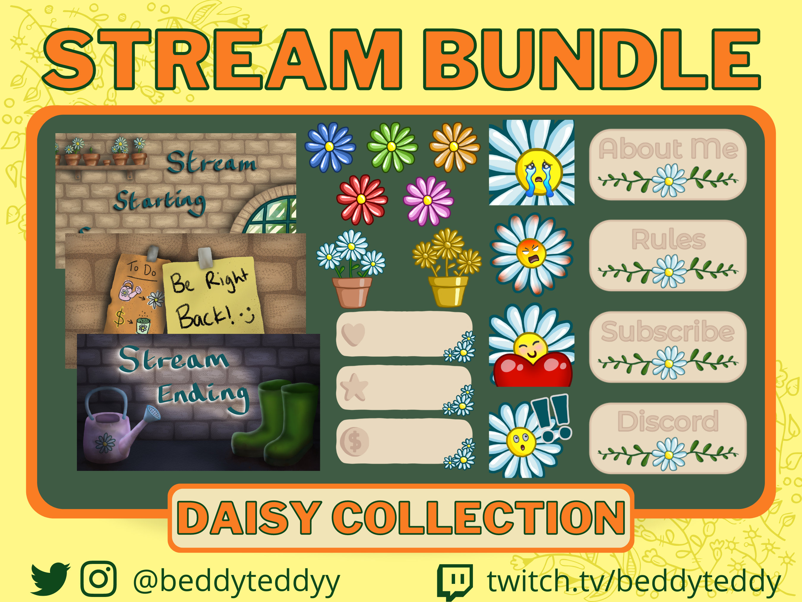 Daisy Collection Streamer Pack | Twitch | Youtube | Discord | Stream ...