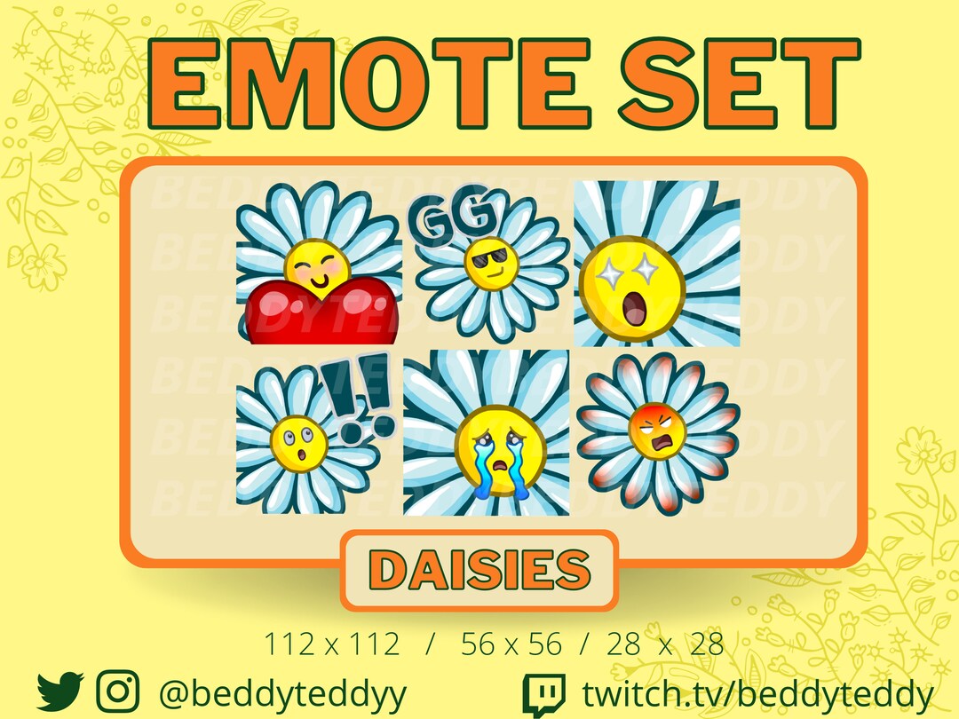 6 Cute Daisy Emotes Twitch Youtube Discord Emote Pack Cottagecore - Etsy