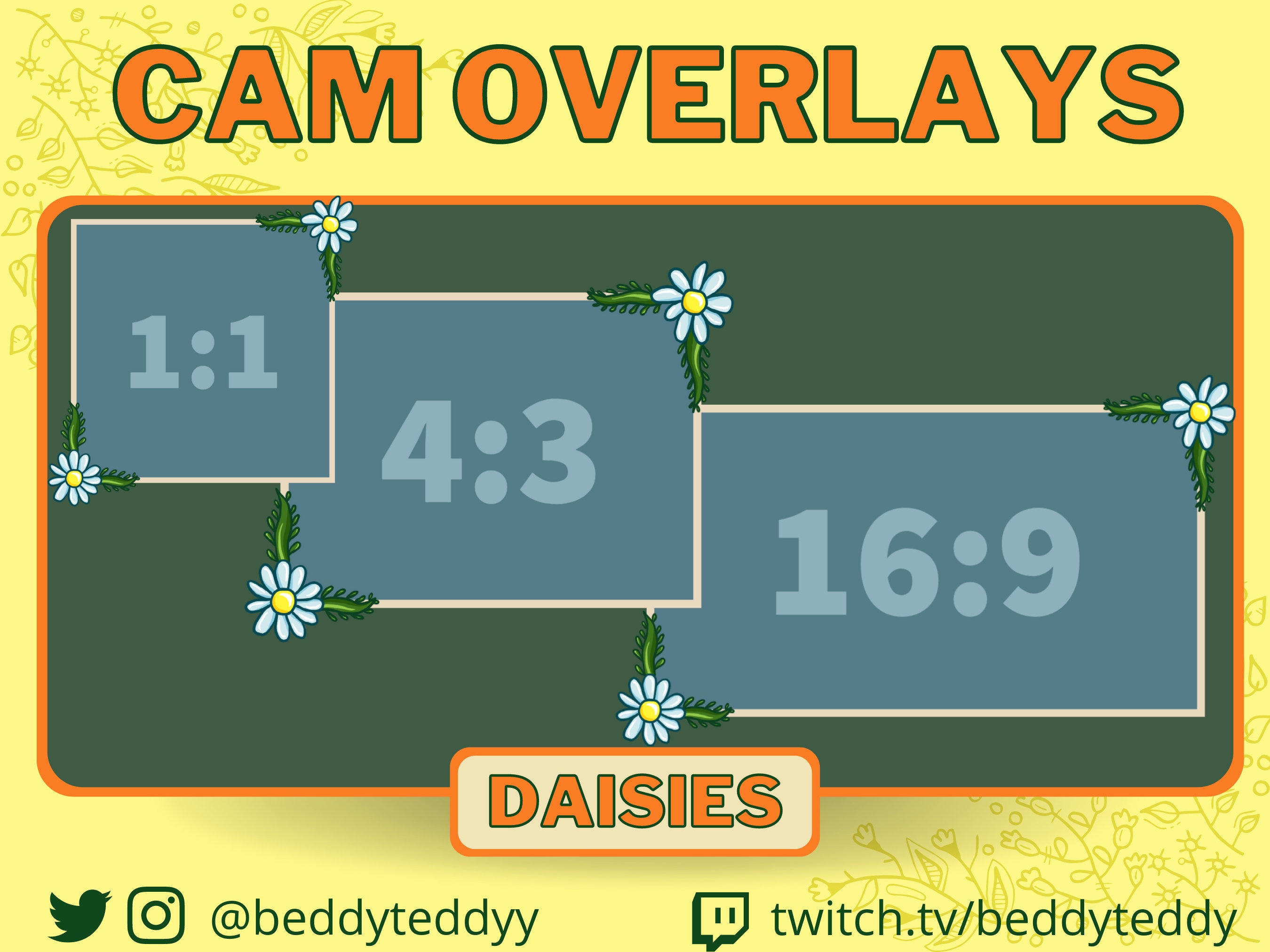 Daisy Camera Overlays (X3) | Twitch | Youtube | Discord | Panels ...