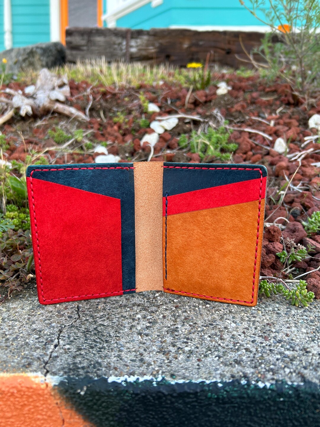 Bifold Leather Wallet With Cash Flap. Holds up to 8 Cards and Folded ...