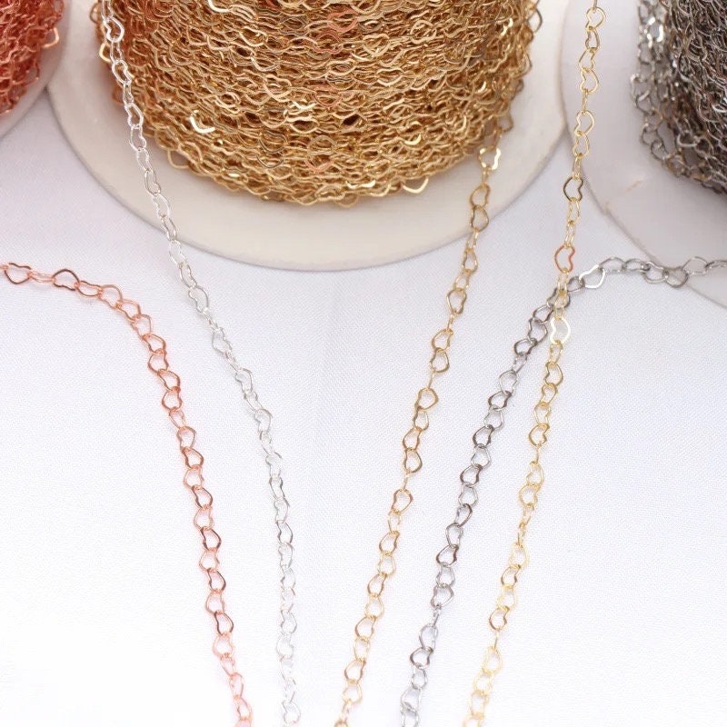 Mini Heart Chain Gold - Etsy
