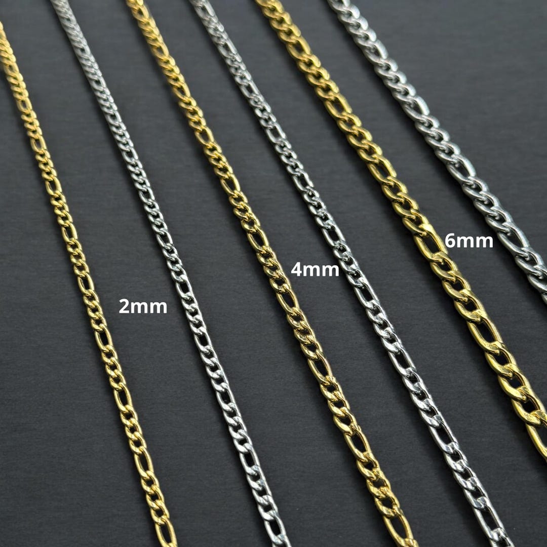 Figaro Link Chain 2mm-4mm-6mm 14K Gold Filled Sterling Silver Over ...