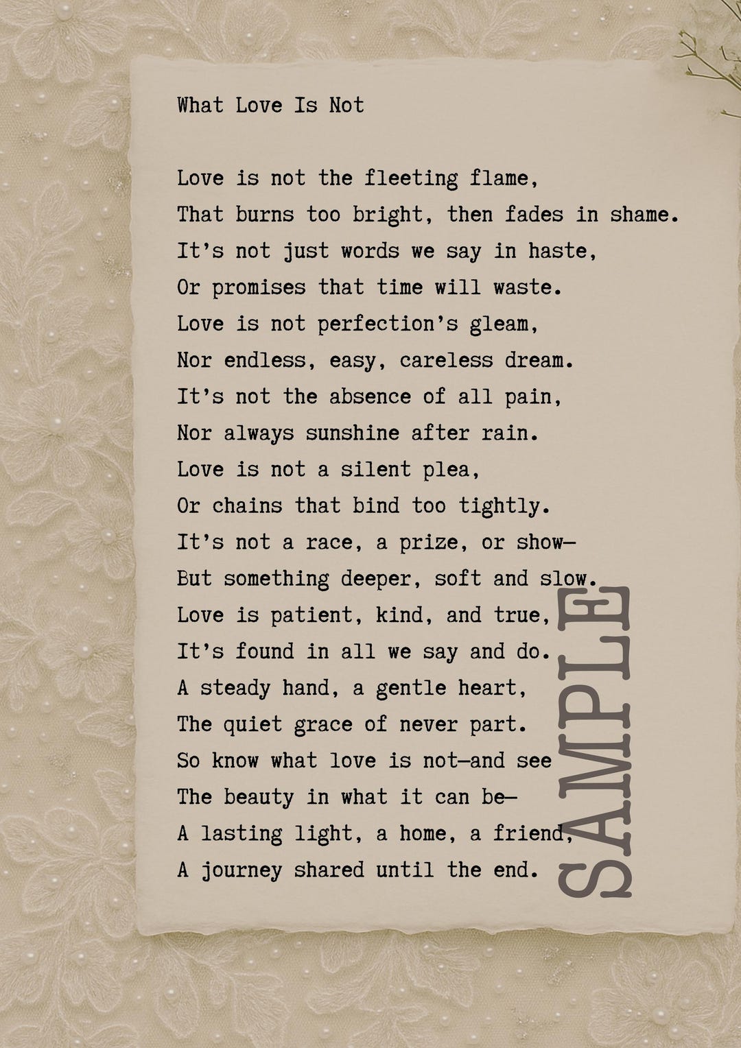 What Love is Not | Wedding Ceremony Poem | Instant JPG Download - Etsy