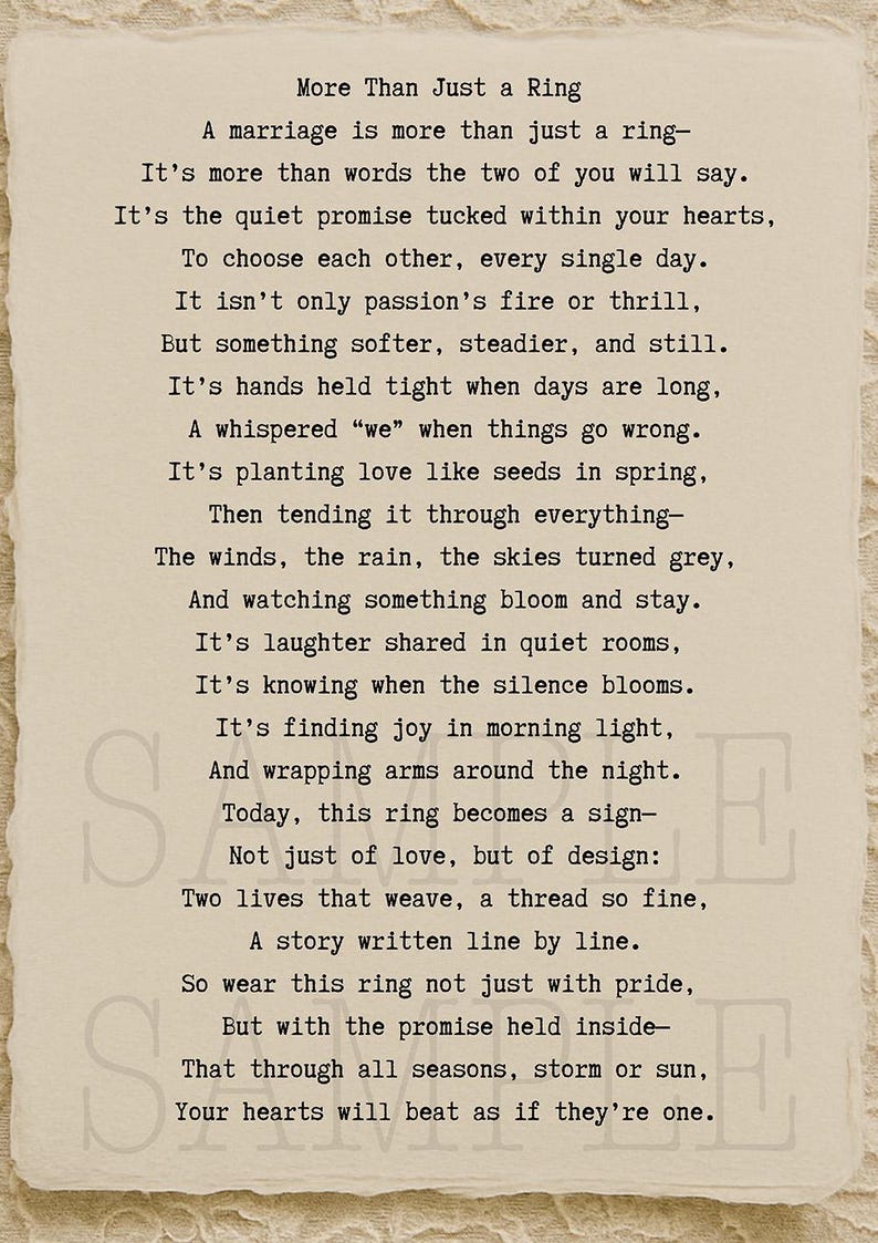 More Than Just A Ring | Wedding Ceremony Reading | Instant Jpeg ...