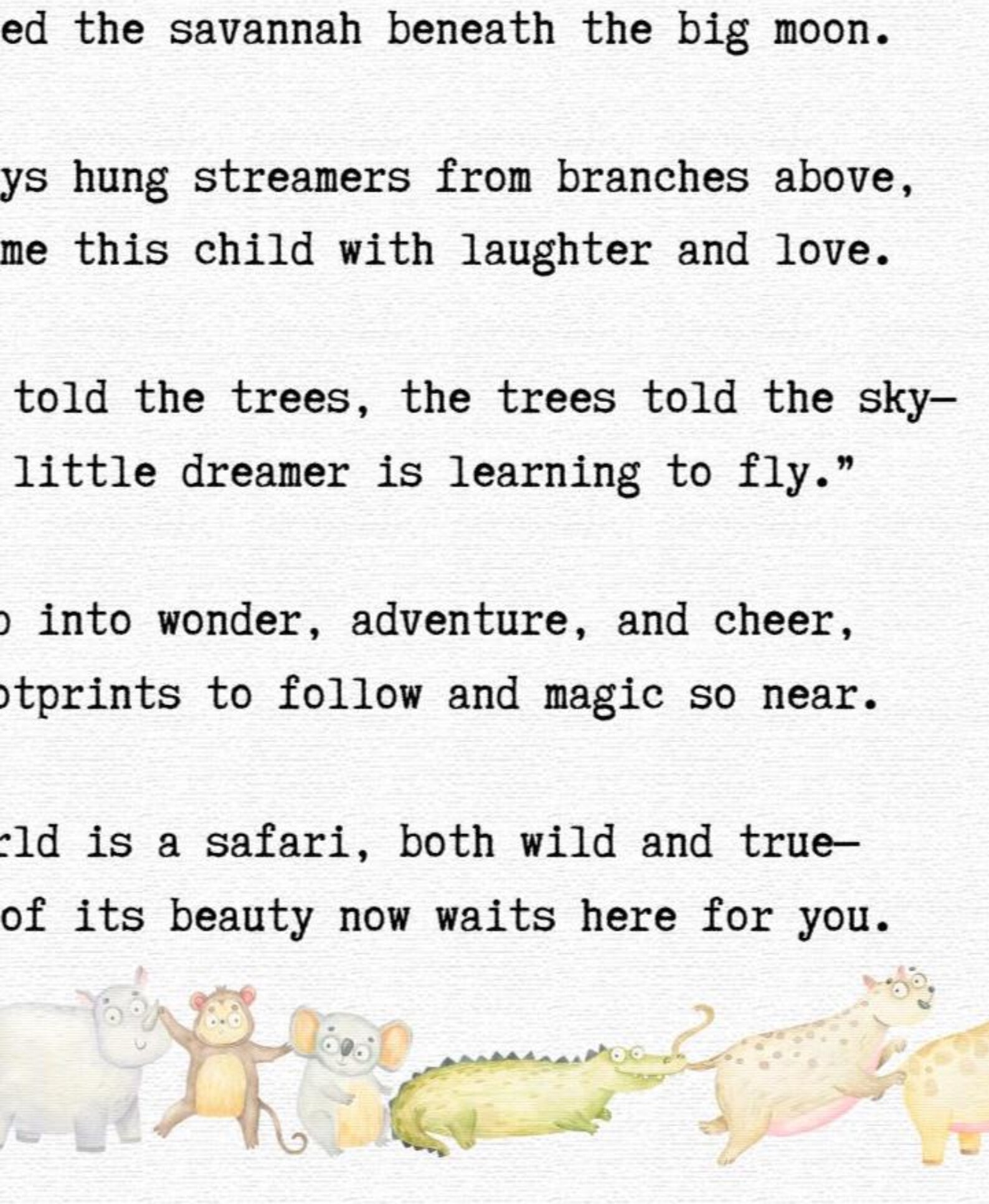 Welcome to the Safari Nursery Poem Print – Safari Baby Room Wall Art ...