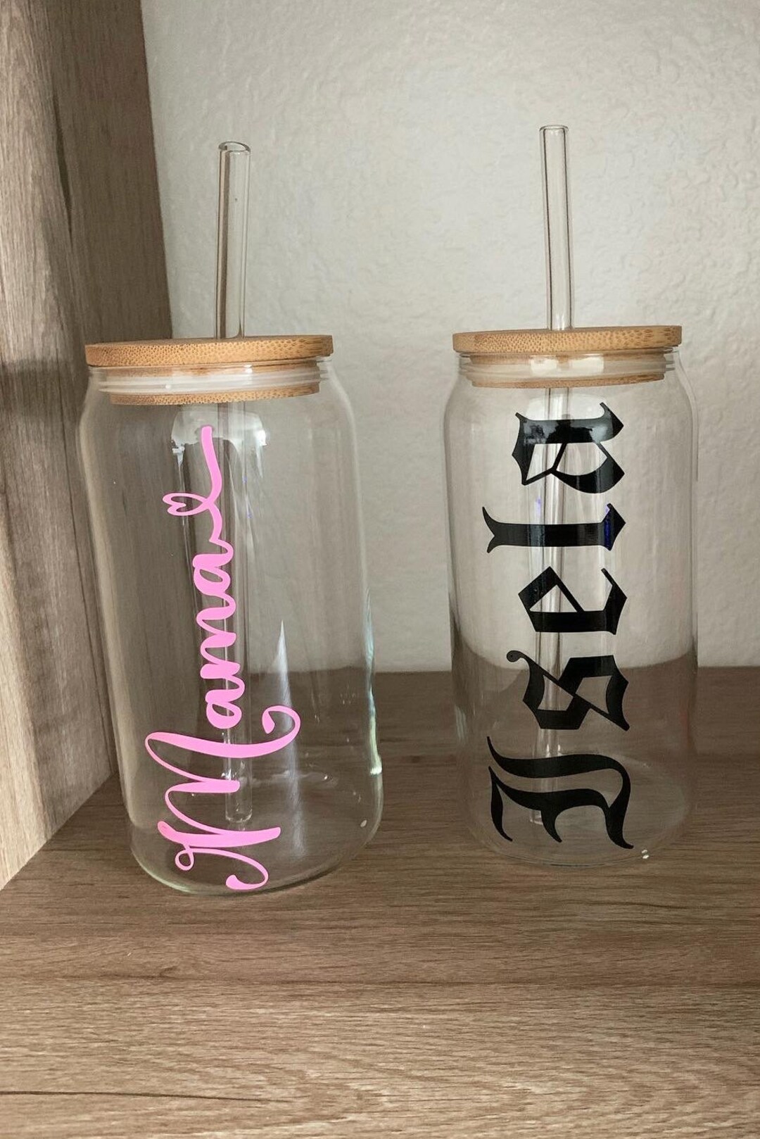 Custom Glass Cup With Lid, 20 Oz. Can-shaped Glass Cup, Personalized ...