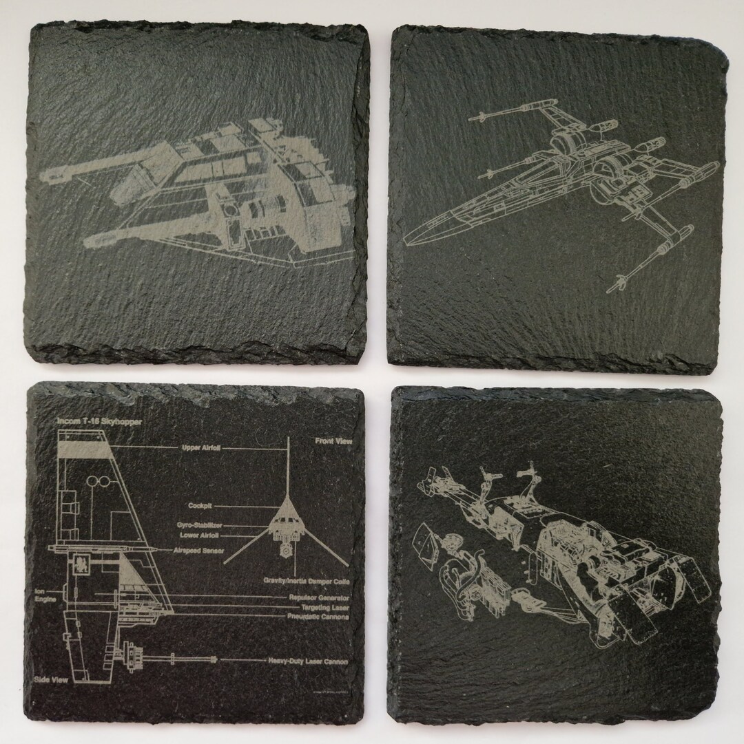 Star Wars Inspired Blueprint Ships Set of 4 Slate Coasters 10x10cm - Etsy