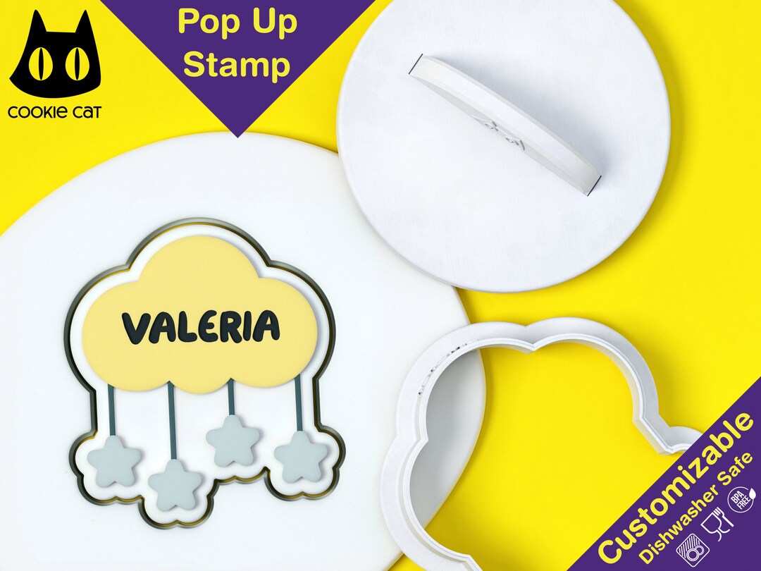 Personalized Name on Cloud Mobile Cookie Stamp | Adorable Baby Decor ...