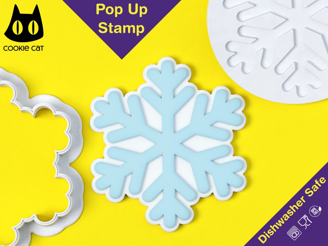 Snowflake Cookie Cutter and Cookie Stamp | Pop Up, Raised Effect ...