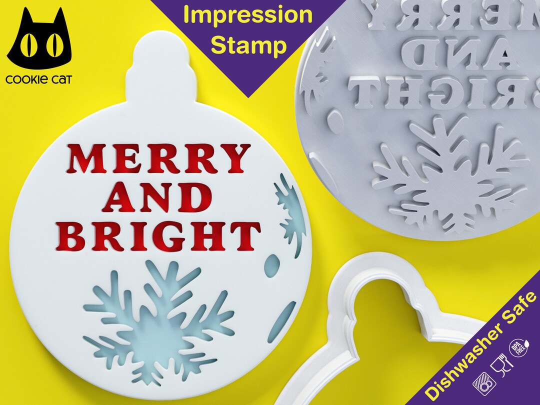 Merry and Bright Cookie Stamp With Matching Christmas Bubble Cookie ...