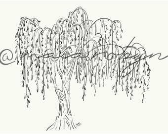 Wall Décor Willow tree Willow Antique willow print Tree printable ...