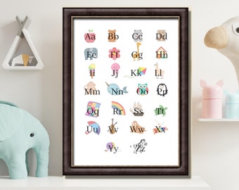Animal Alphabet Poster, Kids Room Decor, PRINTABLE Wall Art, ABC Poster ...