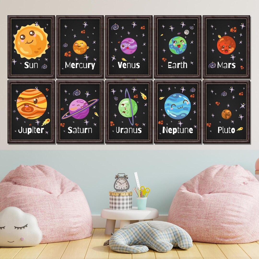 Solar System Print Set, Space Poster, Printable Educational Wall Art ...