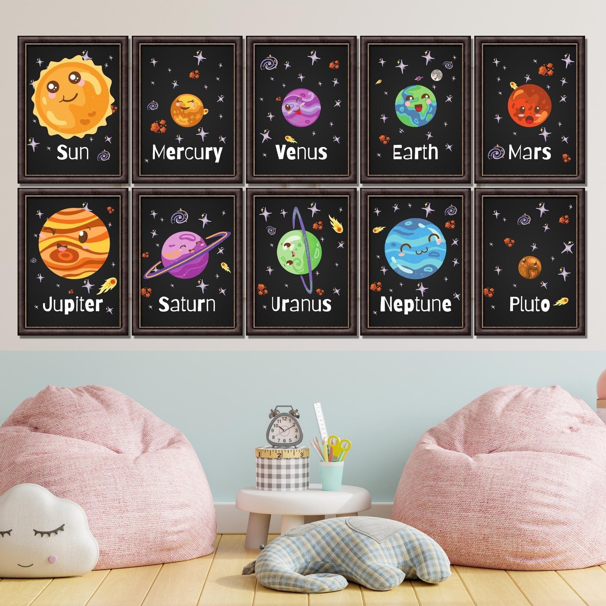 Solar System Print Set, Space Poster, Printable Educational Wall Art ...