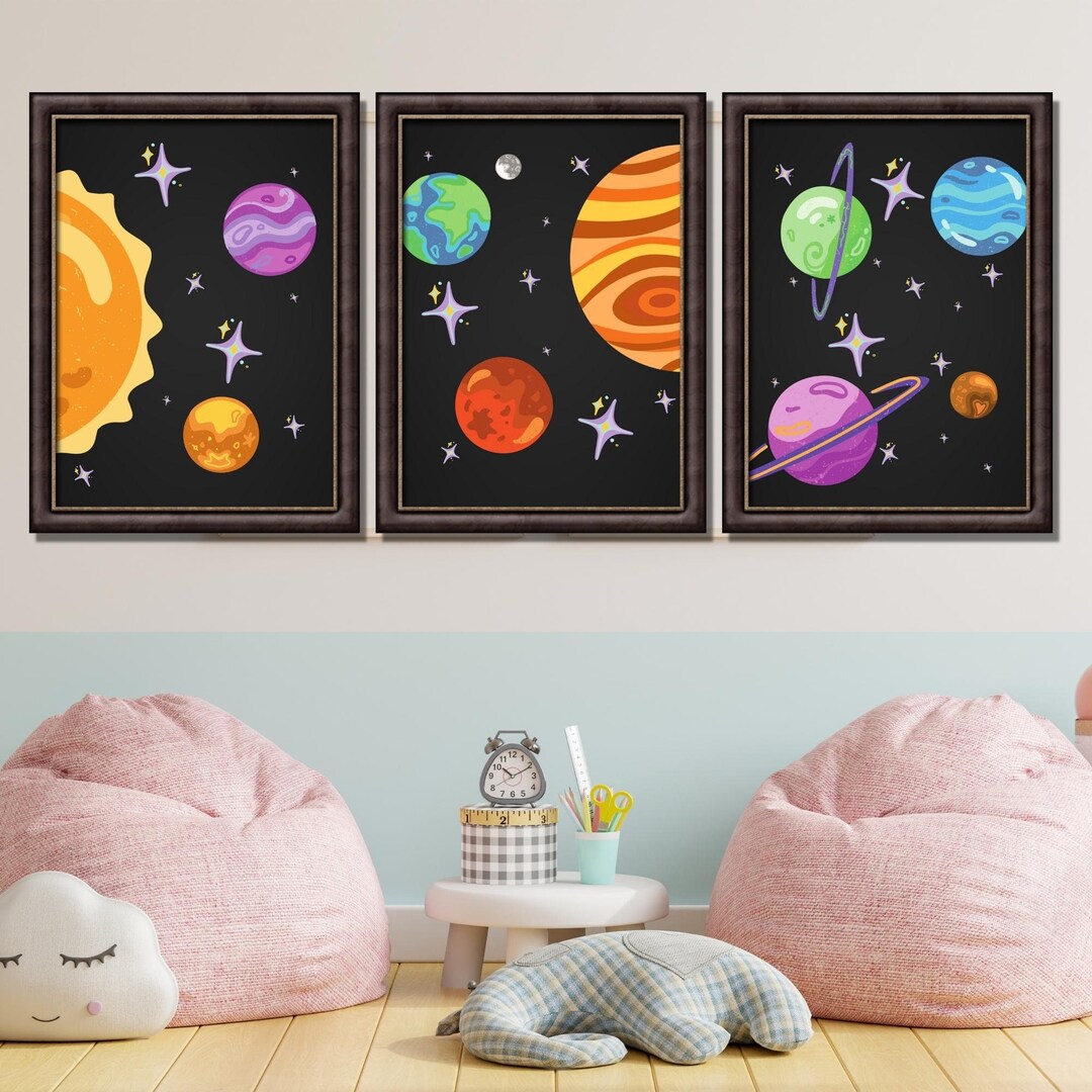 Solar System Print Set, Space Poster, Printable Educational Wall Art ...