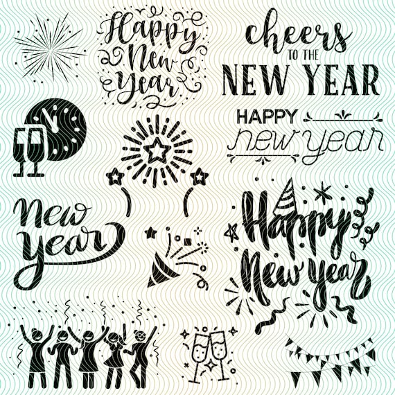 New Years Eve Digital SVG File Bundle | Etsy