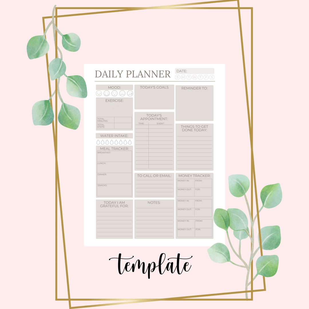 Gray Daily Planner Digital File - Etsy