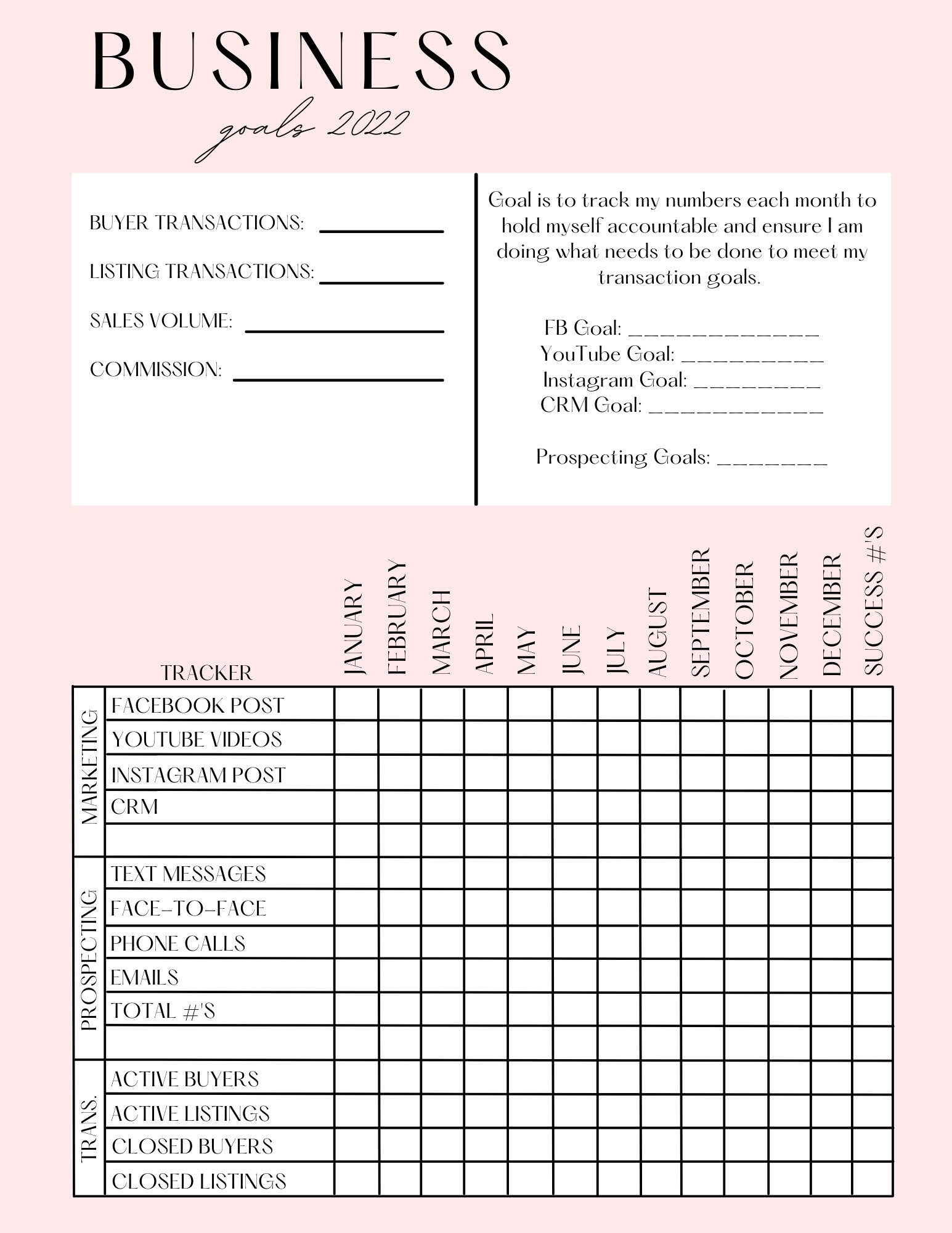 Real Estate Business and Weekly Goal Tracker - Etsy