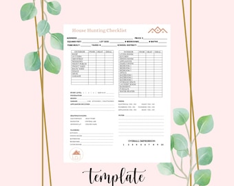 Real Estate House Hunting Checklist Template Editable - Etsy