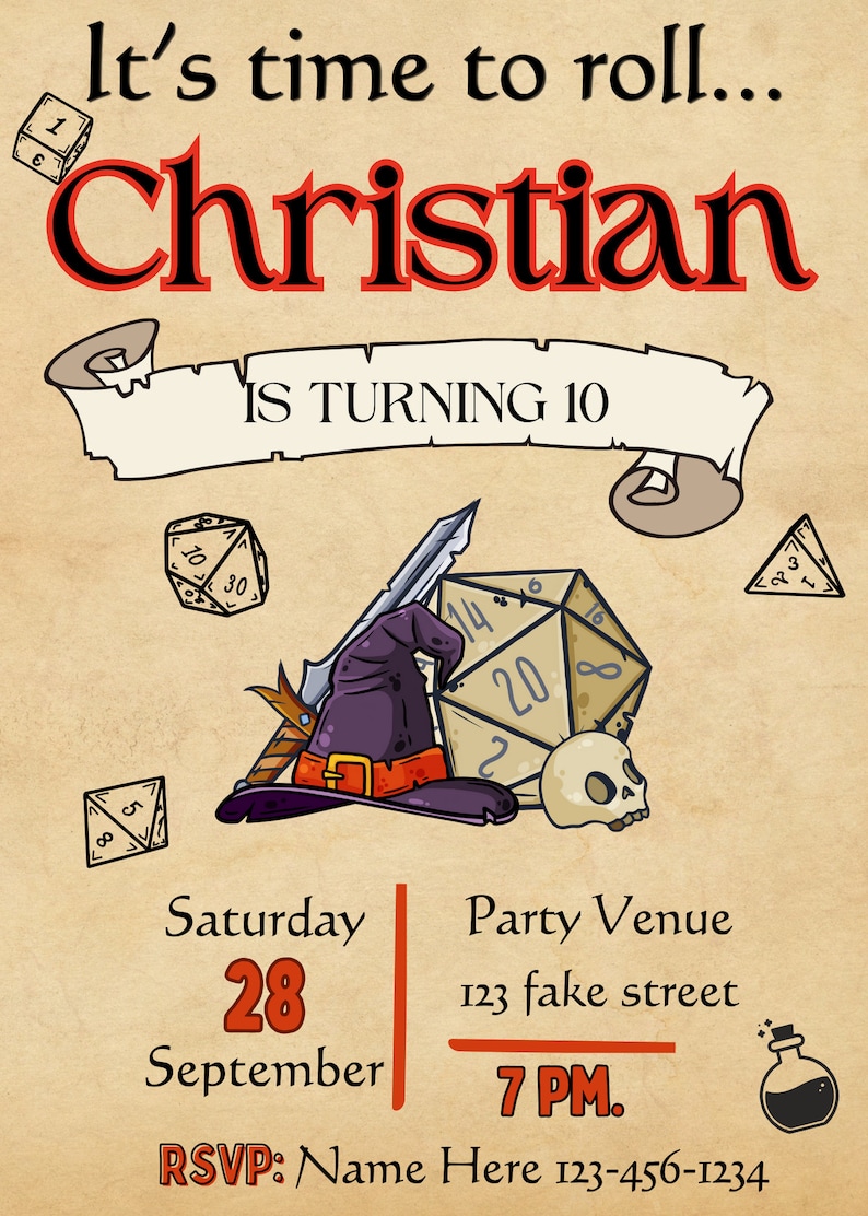 Dungeons & Dragons DND Theme Party Invitation for Party - Etsy