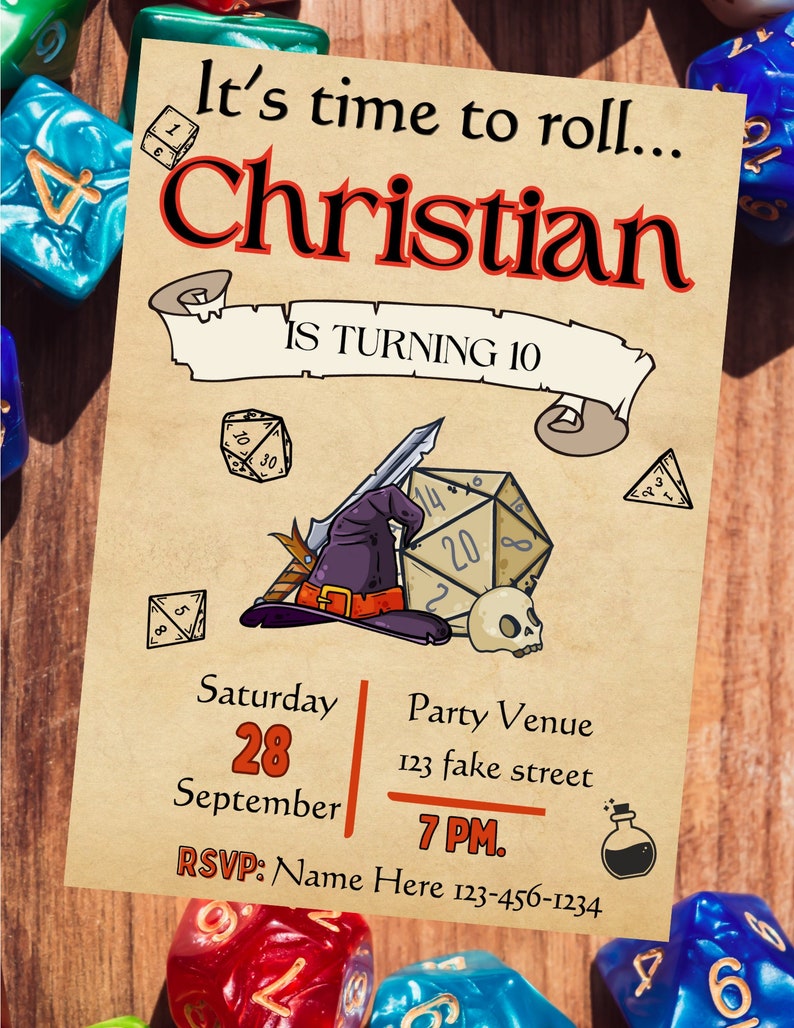 Dungeons & Dragons DND Theme Party Invitation for Party - Etsy