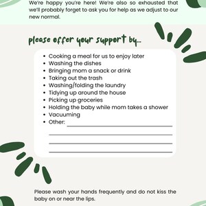 Postpartum Visitors Support Guide, Postpartum Printable, Postpartum ...