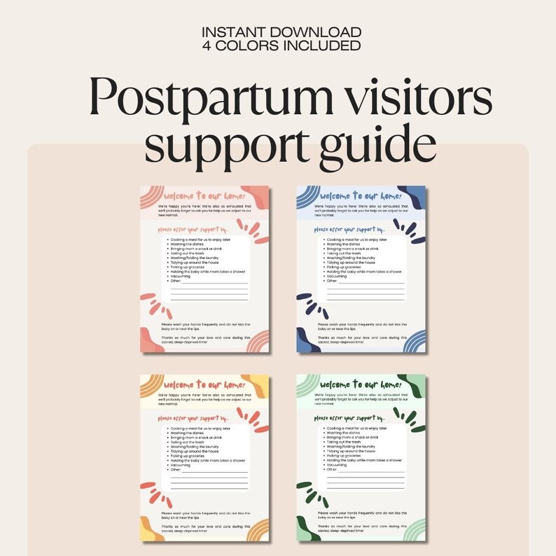 Postpartum Visitors Support Guide, Postpartum Printable, Postpartum ...