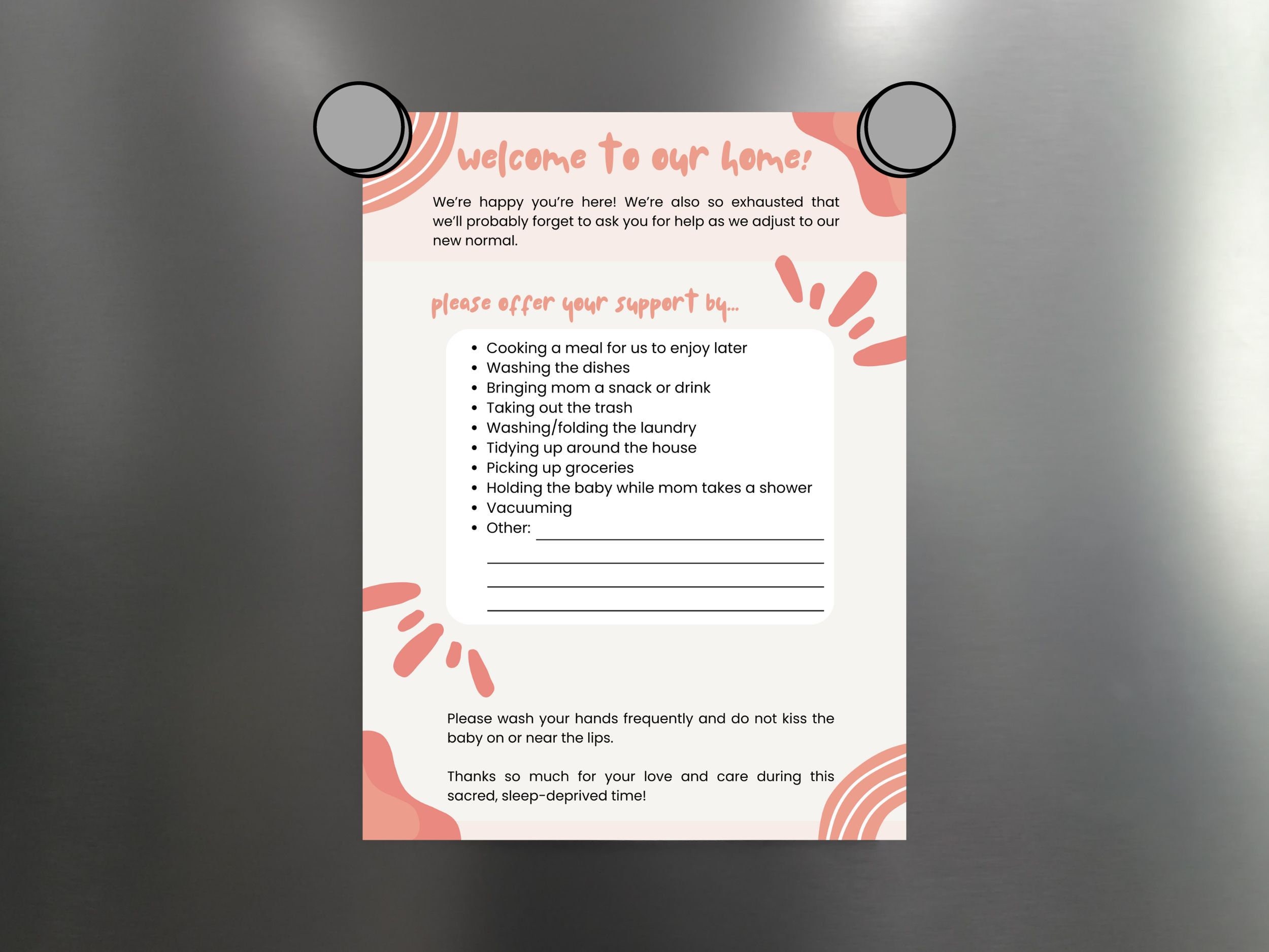 Postpartum Visitors Support Guide, Postpartum Printable, Postpartum ...