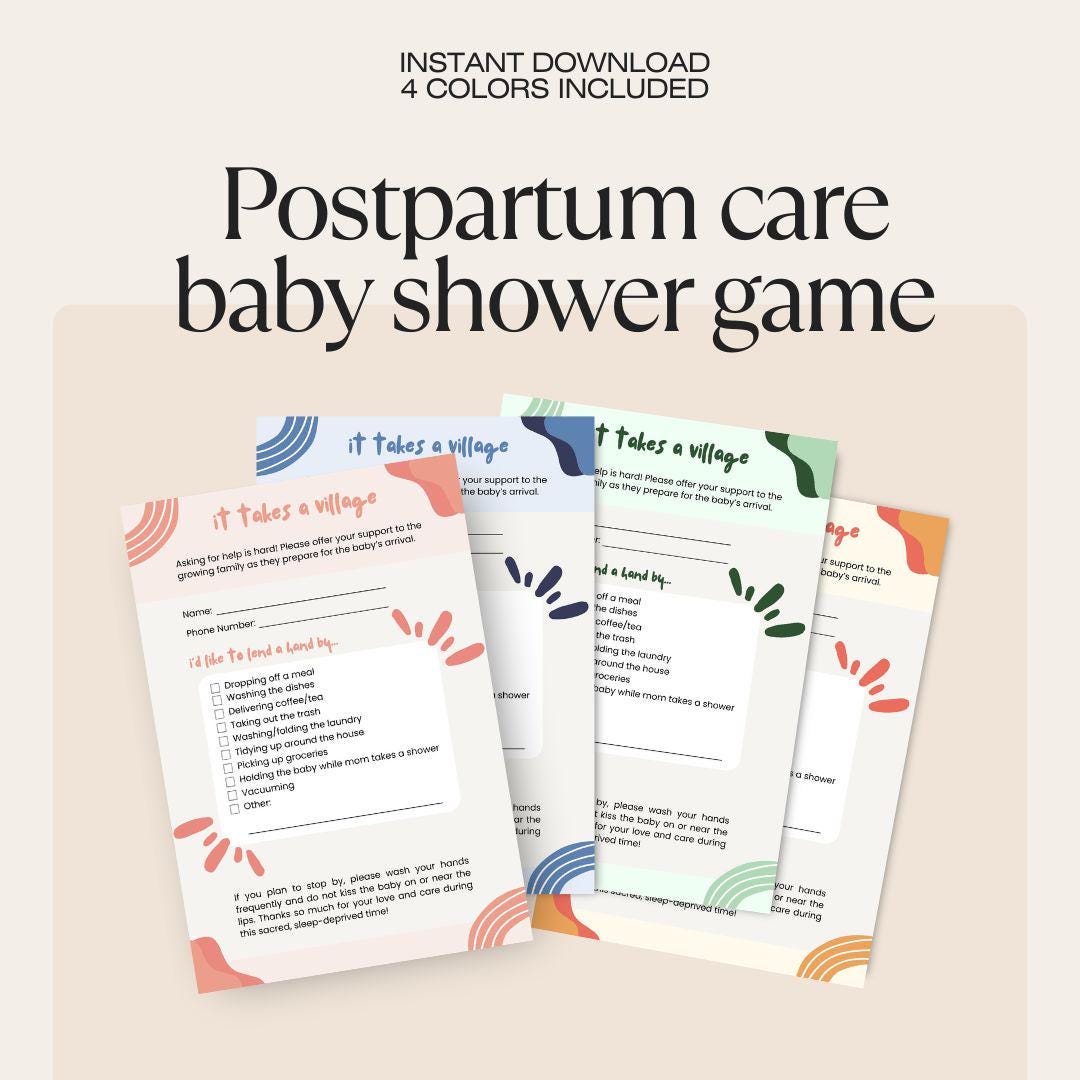 Baby Shower Game, Postpartum Support, Postpartum Printable, Postpartum ...