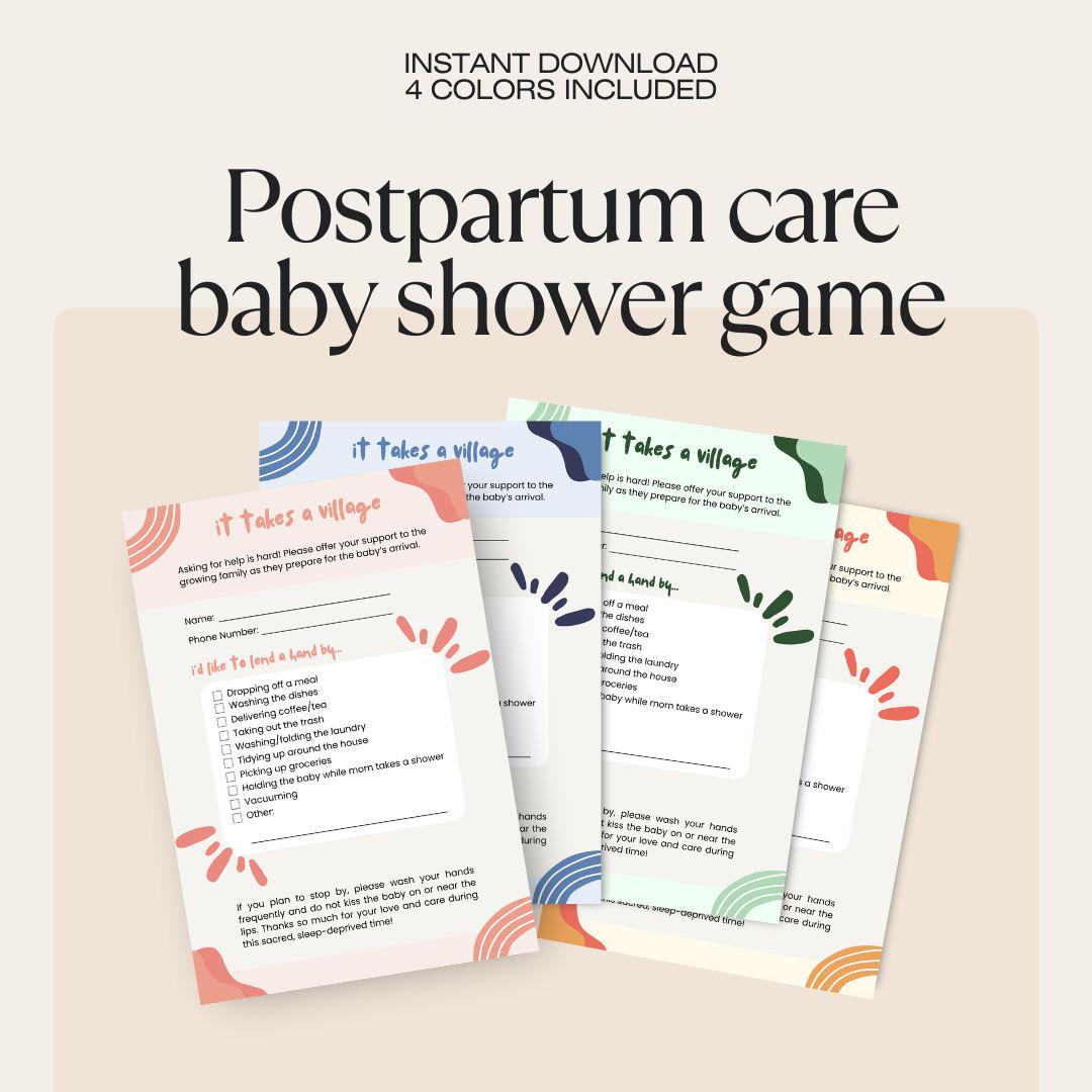Baby Shower Game, Postpartum Support, Postpartum Printable, Postpartum ...