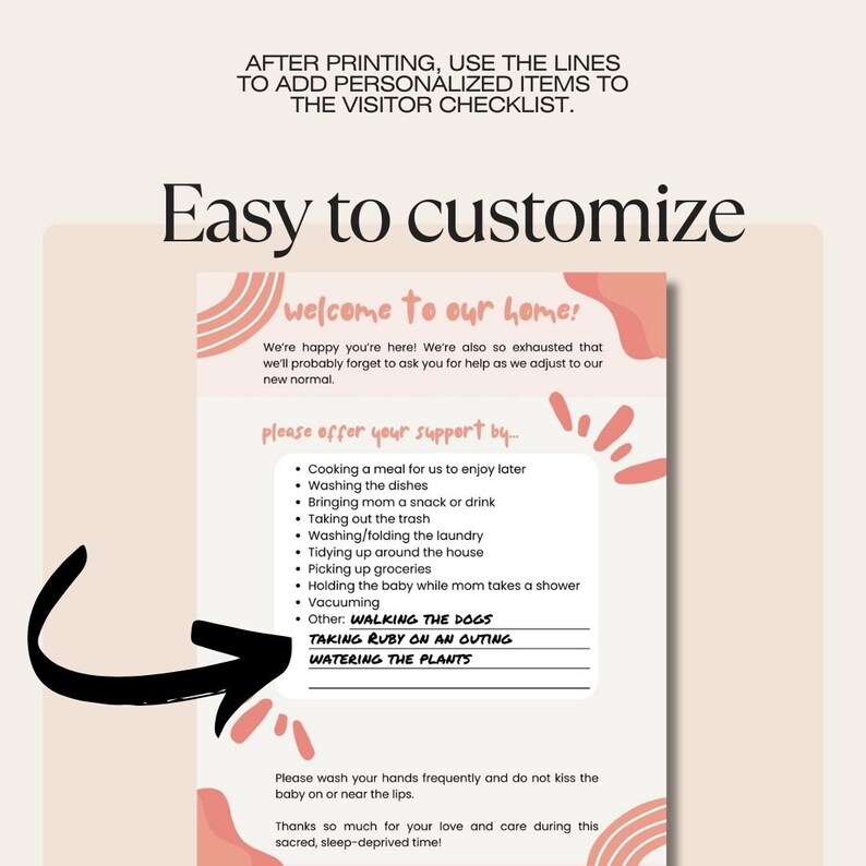 Postpartum Visitors Support Guide, Postpartum Printable, Postpartum ...