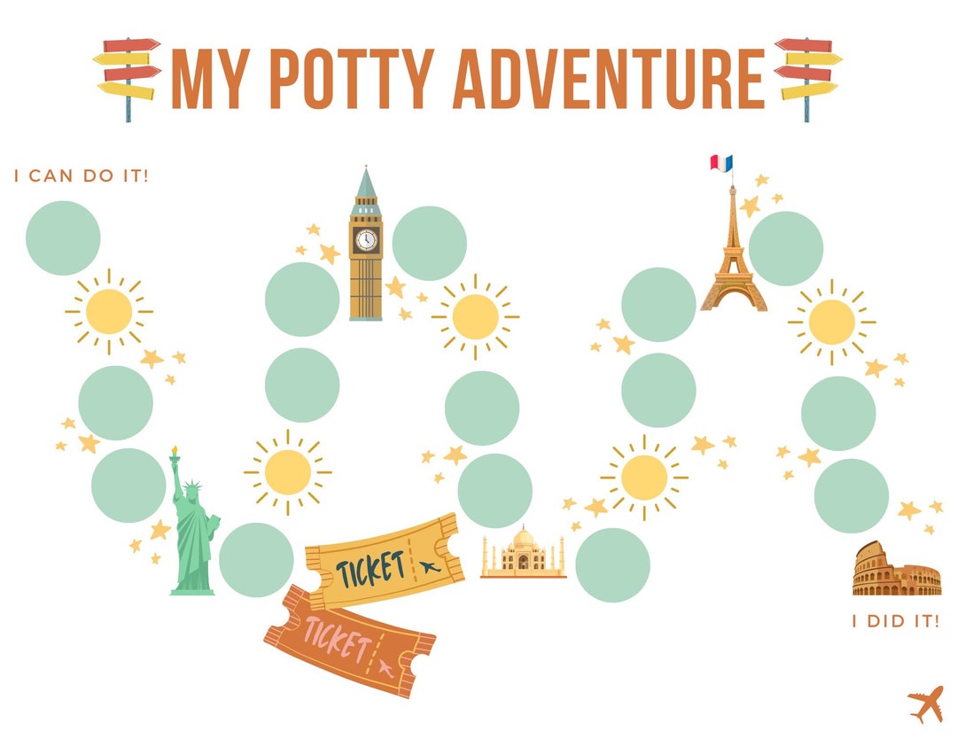 Travel Potty Training Chart, Potty Chart, Potty Training Printable ...