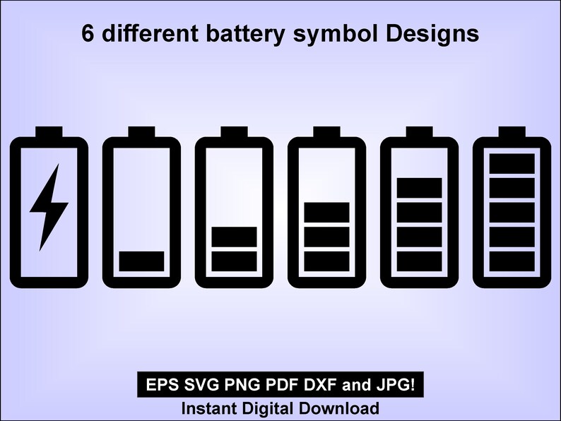 Battery Symbol SVG PDF Eps Png Jpg Dxf - Etsy