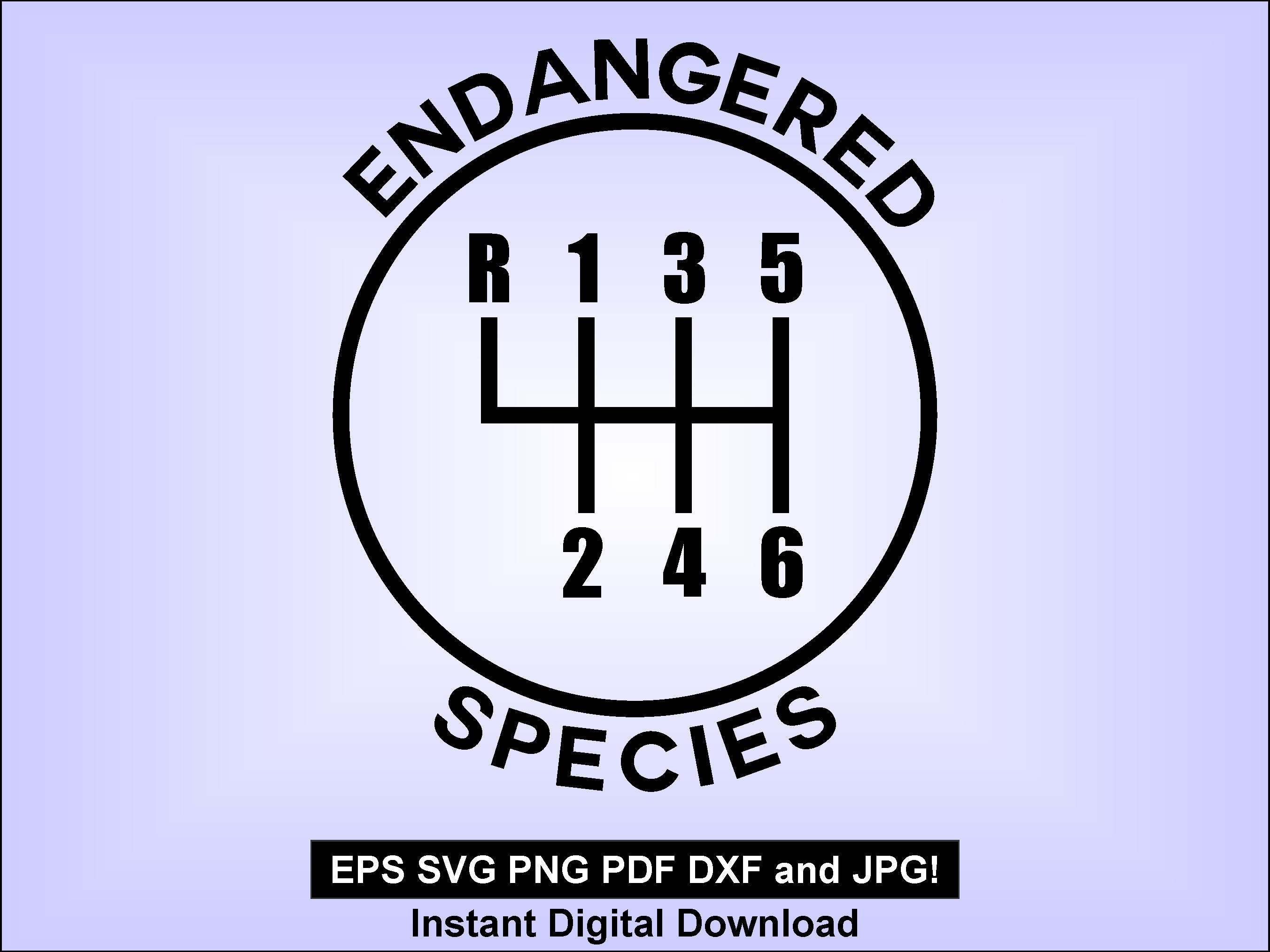Endangered Species - Manual Stick Shift SVG PNG - Instant Digital ...