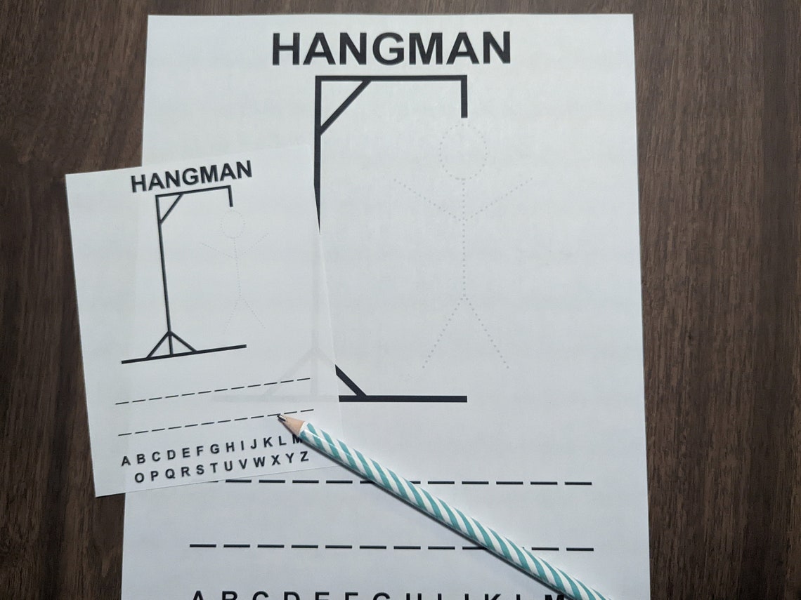 Hangman Printable Game Pdf Png Digital Download Family Game Childrens ...