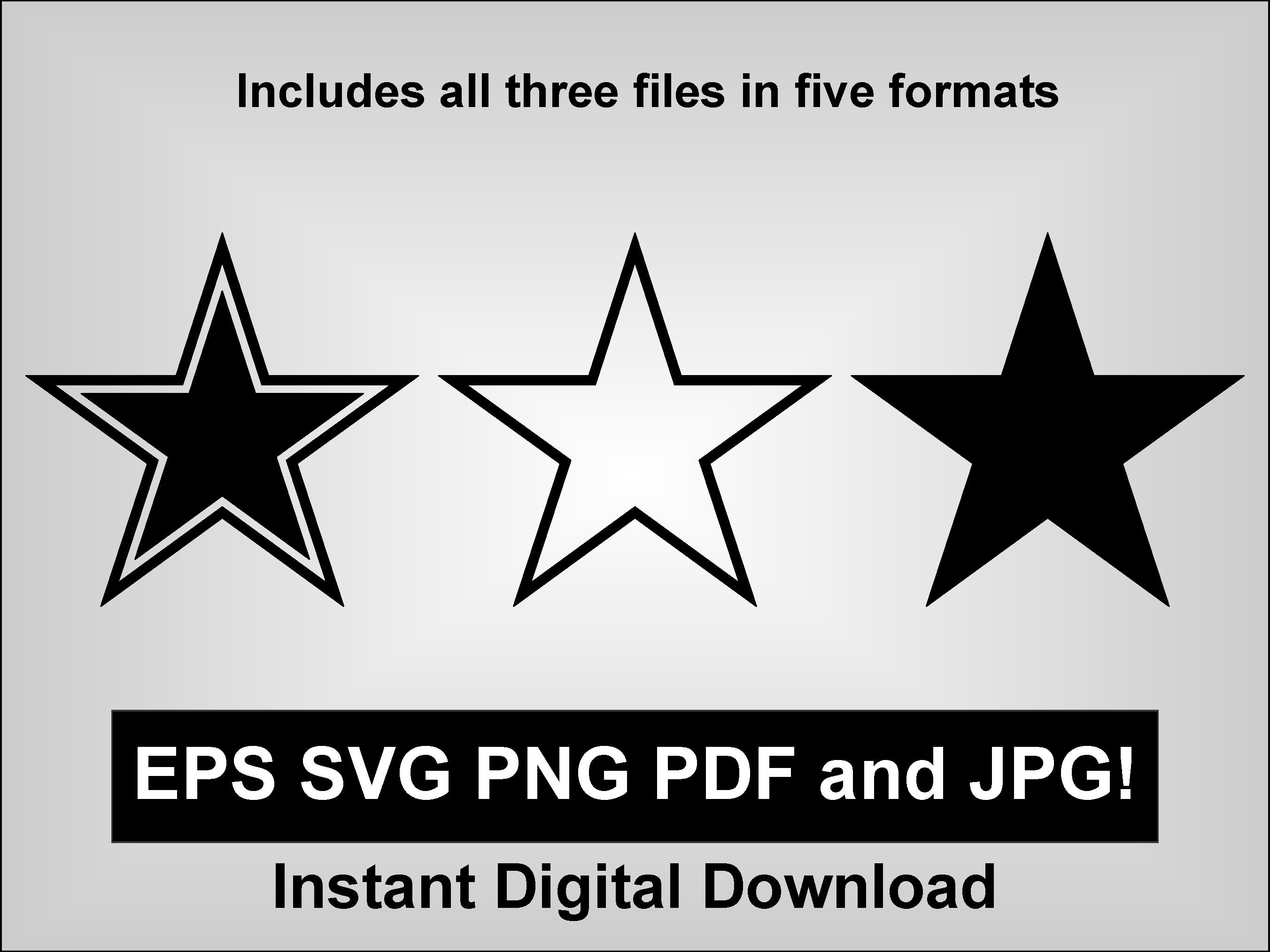 Star Stars Outline Solid Instant Digital Download Svg Pdf Jpg Eps Png ...