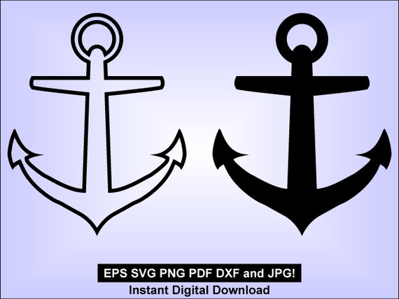 Boat Anchor SVG PNG Solid and Outline Instant Digital | Etsy