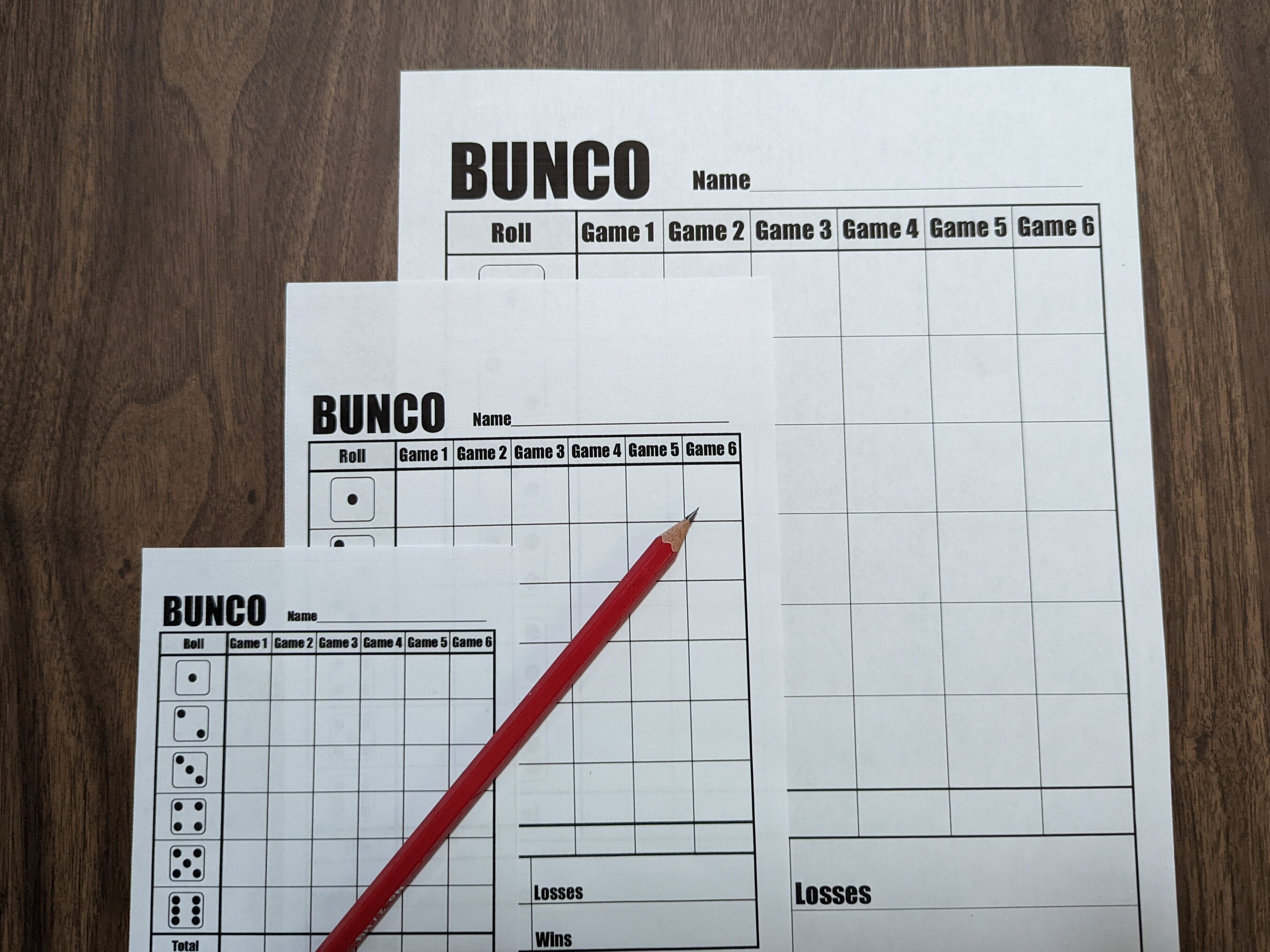 Minimalist Bunco SET Printable dice Party Game Printable Score Sheets ...