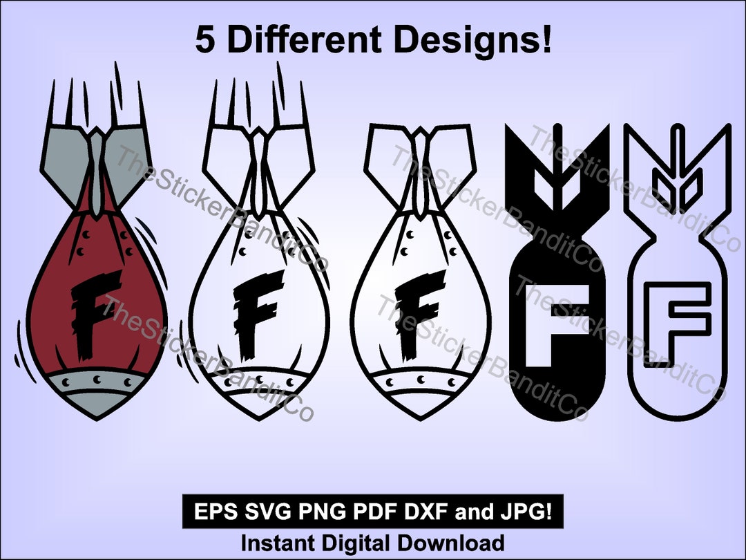 F-bomb SVG Designs - Png Jpg Pdf Eps Dxf - Instant Download - 5 ...