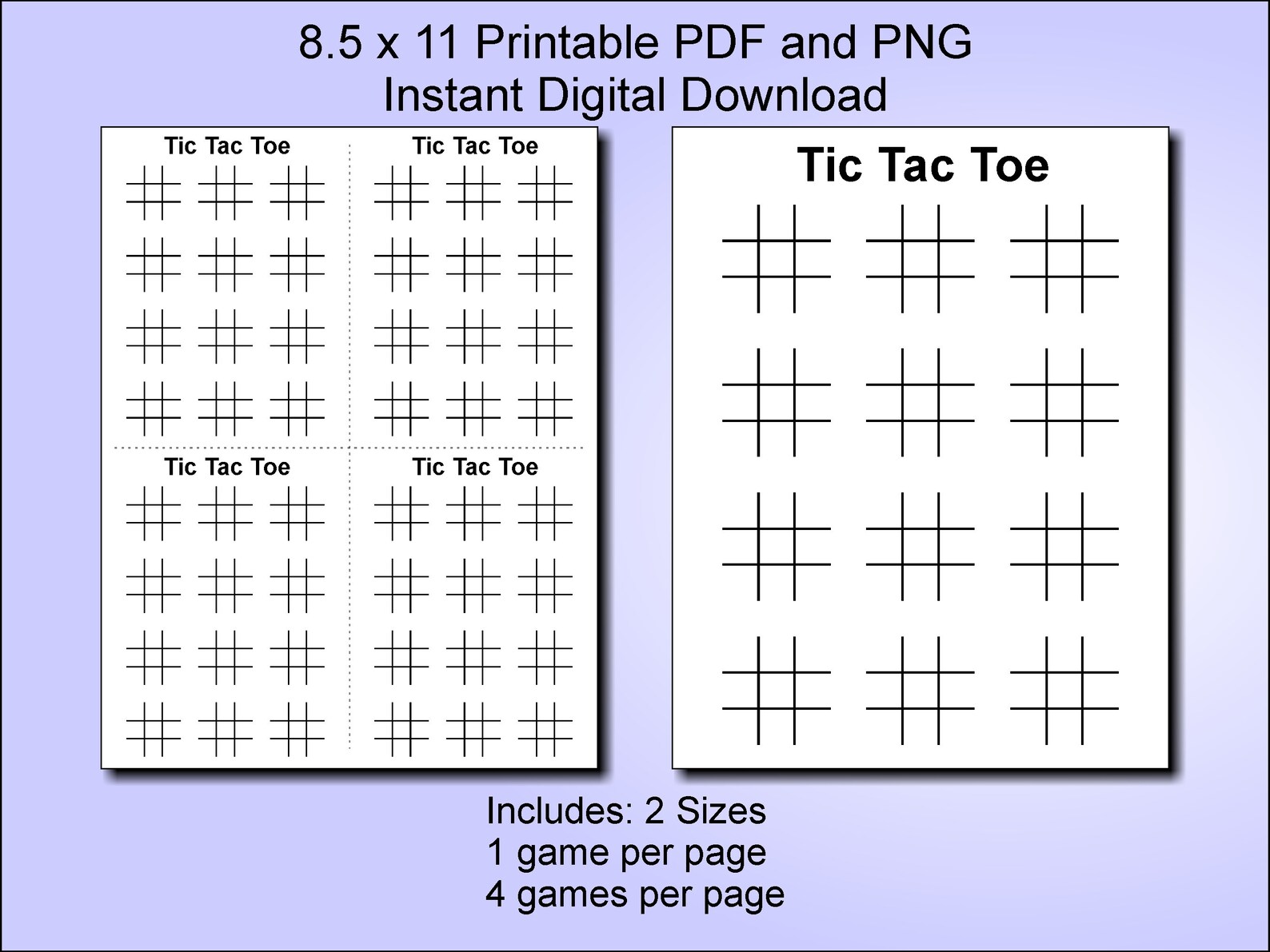 Tic Tac Toe Printable Game Pdf Png Digital Download Family Game ...