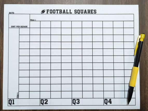 Football Squares Printable Football Grid Football Bet | Etsy