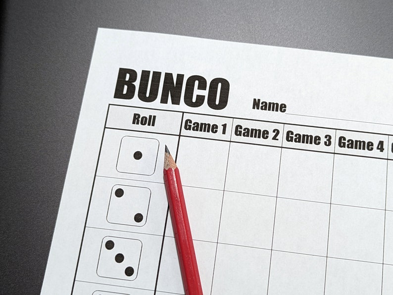 Minimalist Bunco SET Printable dice Party Game Printable Score Sheets ...