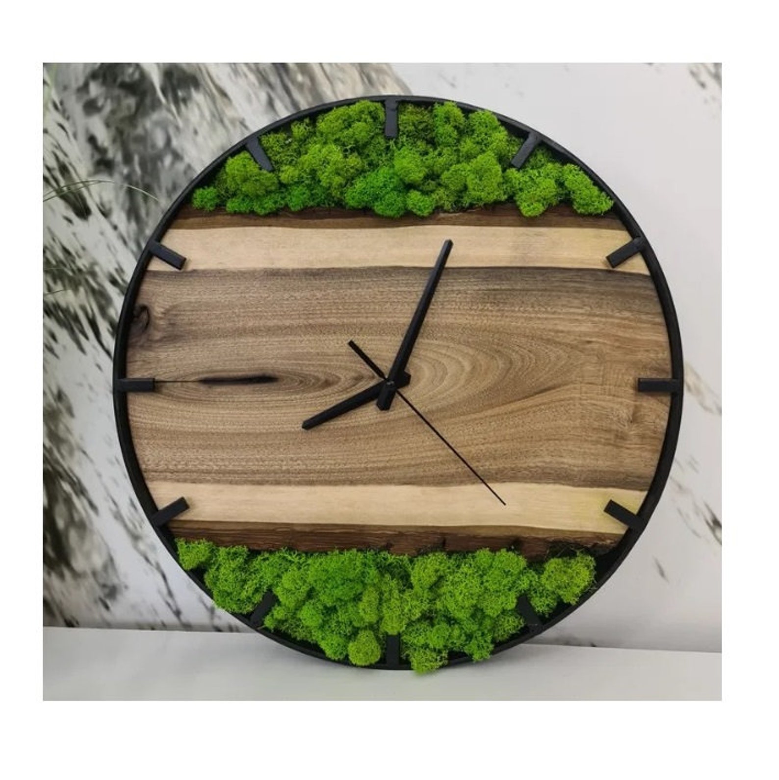 Wooden Oak Clock Frame Clock Metal Wall Clock Farmhouse - Etsy